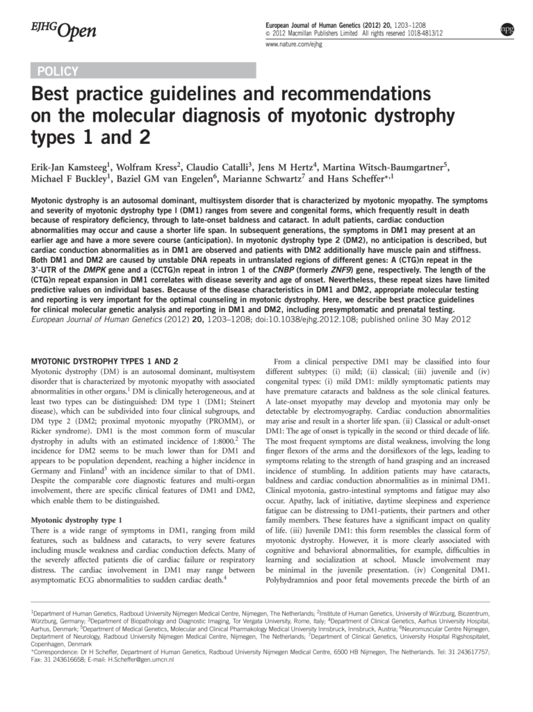 Myotonic Dystrophy (types 1 and 2) - EMQN