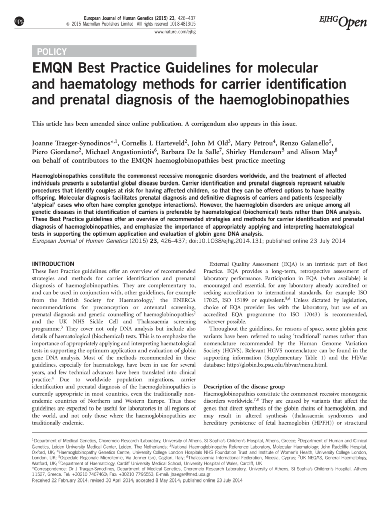 Haemoglobinopathies - EMQN